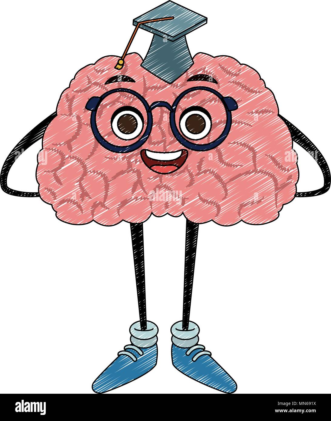 Funny brain graduated student cartoon scribble Stock Vector Image & Art ...