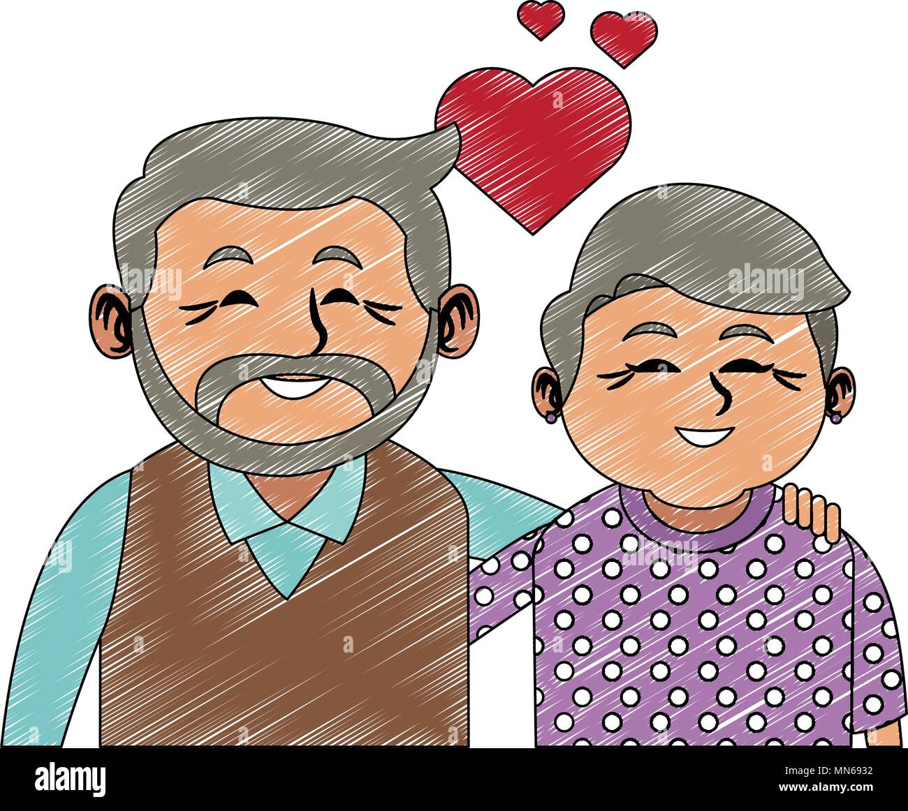 Cute grandparents couple cartoon scribble Stock Vector Image & Art - Alamy