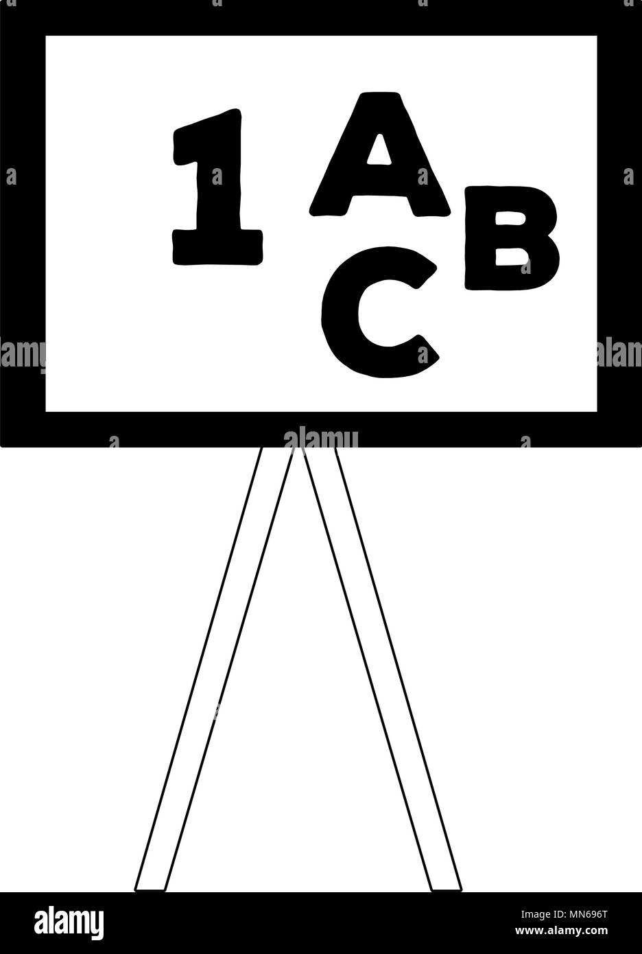 School blackboard with numbers and letters on black and white colors ...