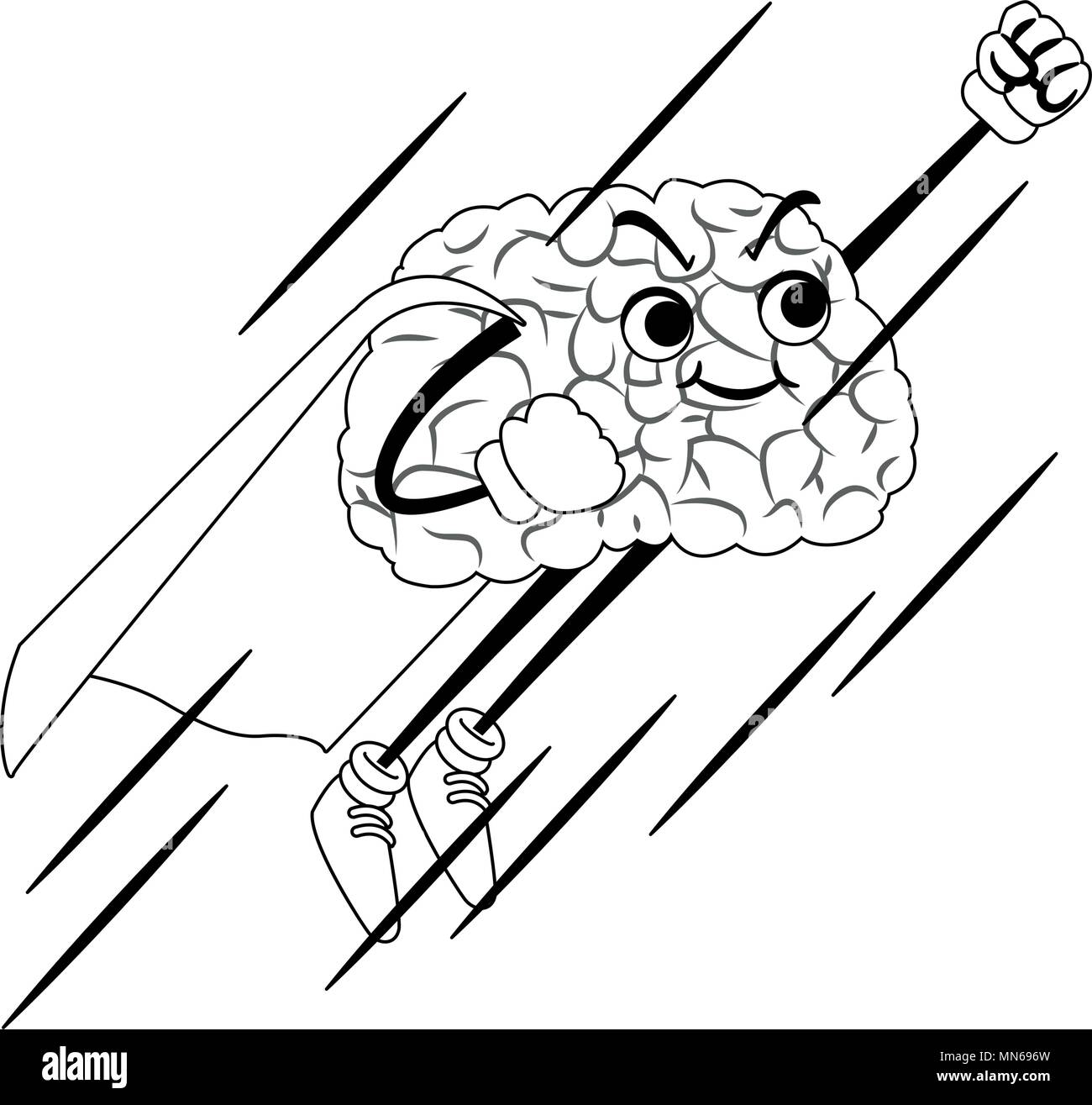 Funny superhero brain cartoon on black and white colors Stock Vector ...