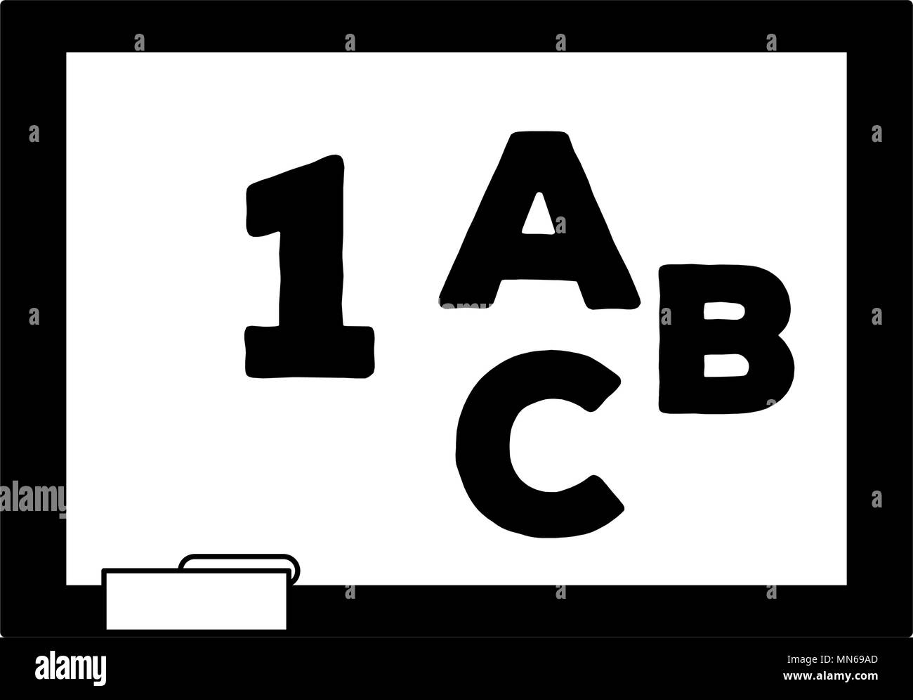 School blackboard with numbers and letters on black and white colors ...