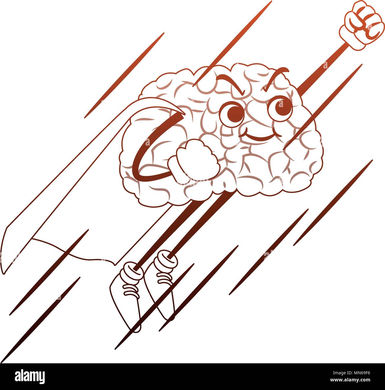 Funny superhero brain cartoon in orange and white colors Stock Vector ...