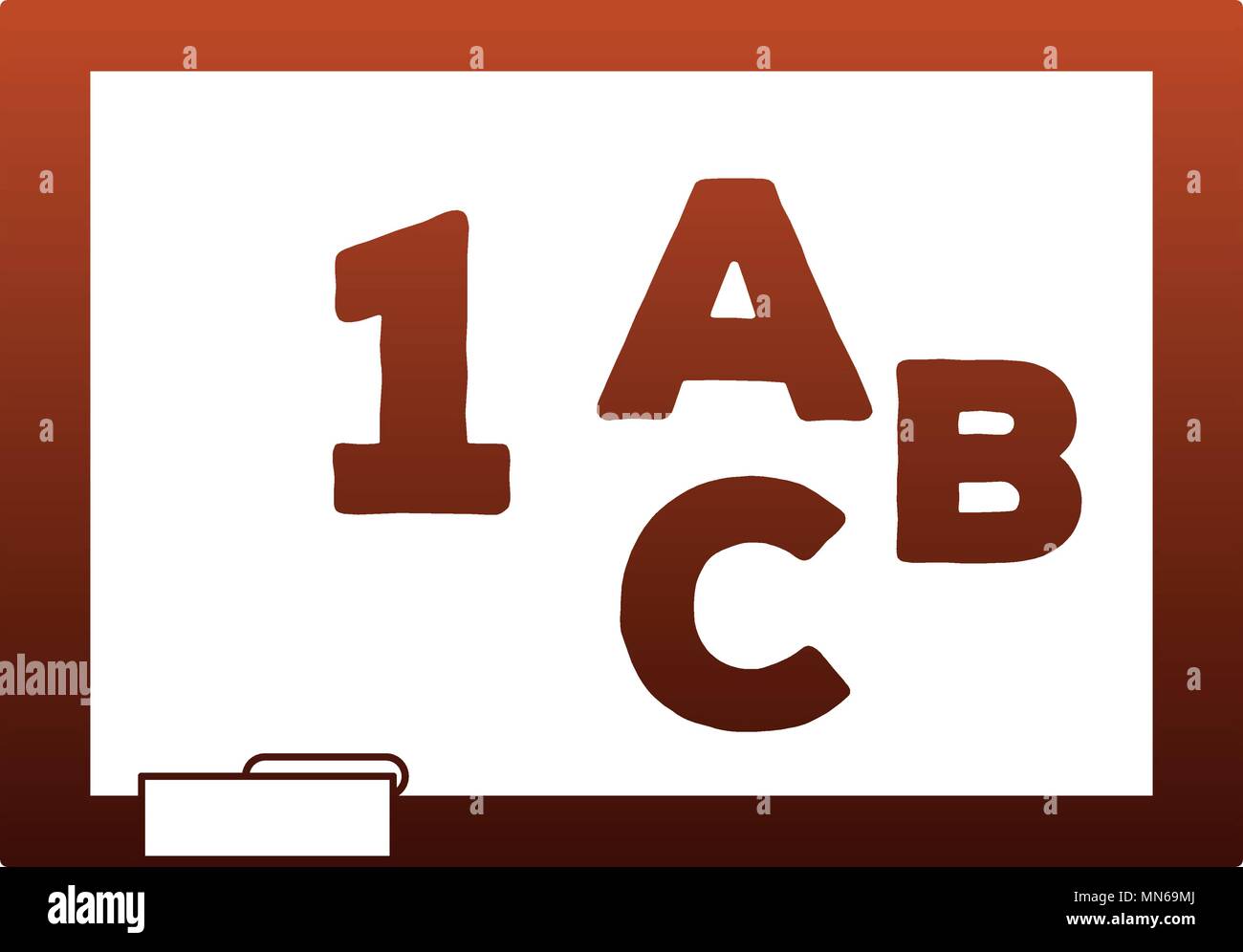 School blackboard with numbers and letters in orange and white colors ...