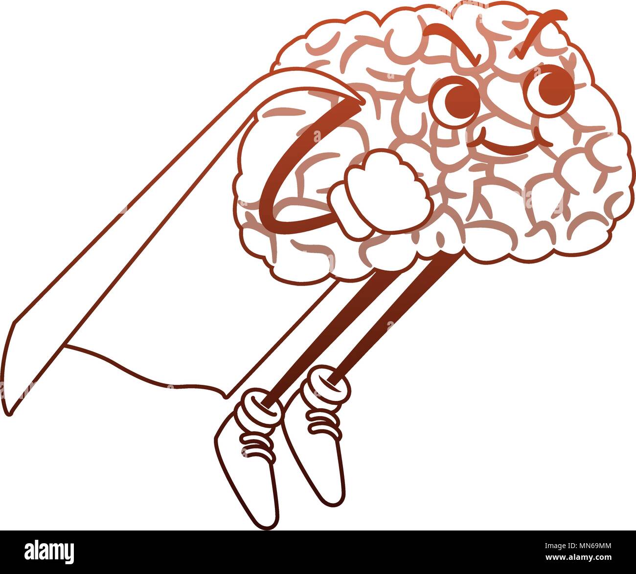 Funny superhero brain cartoon in orange and white colors Stock Vector ...
