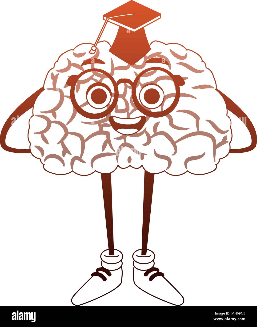 Funny brain graduated student cartoon in orange and white colors Stock ...