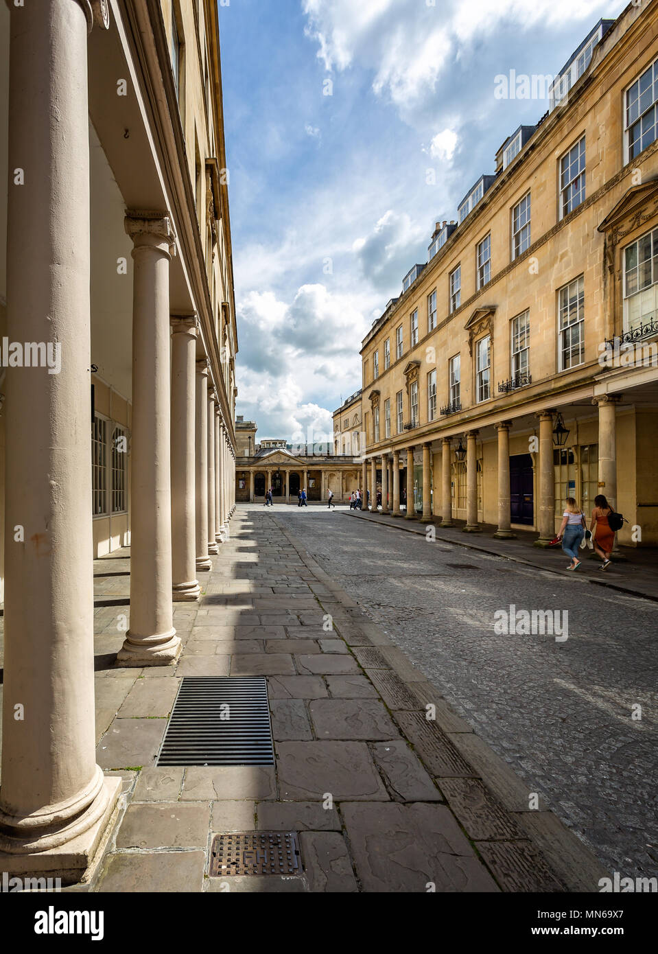 Georgian Bath Street with colonnades in Bath, Somerset, UK taken on 13 ...