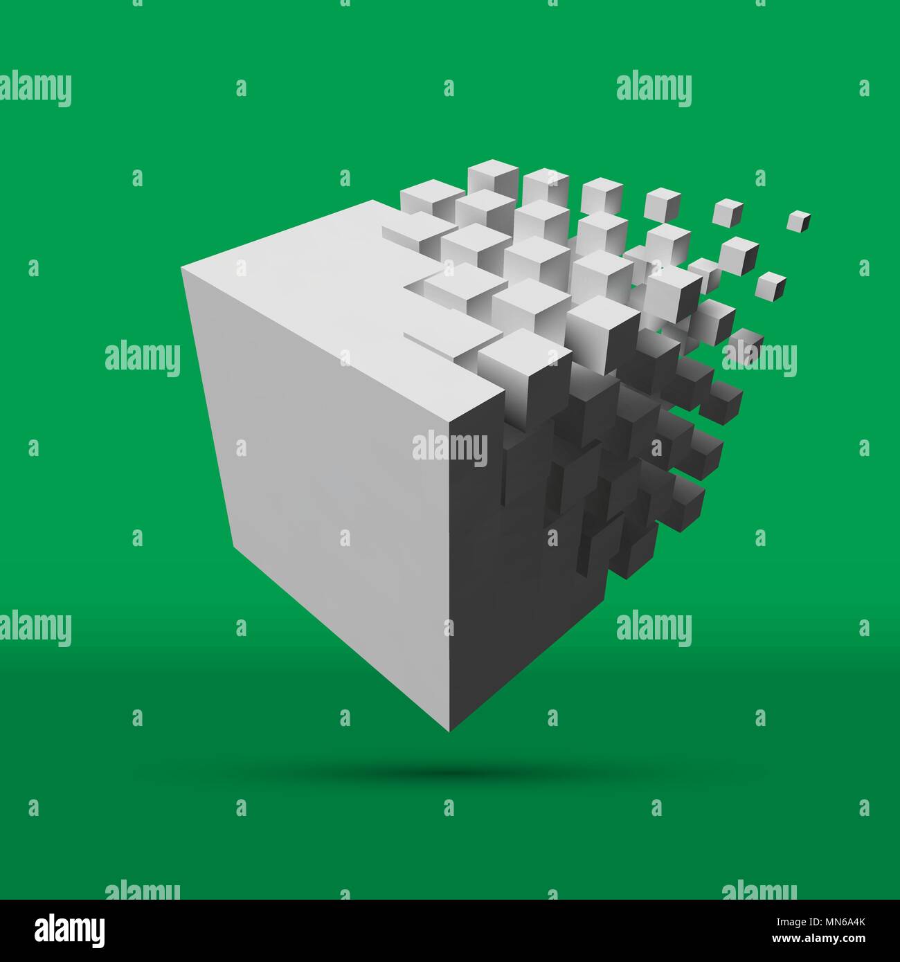 bigger cube dissolving to smaller cubes Stock Vector Image & Art - Alamy