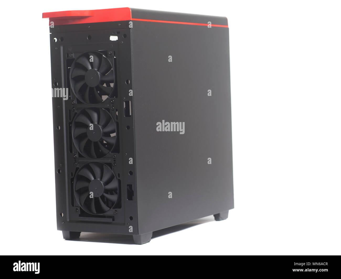 Desktop Computer Case PC with Computer Cooler Fan isolated on white ...