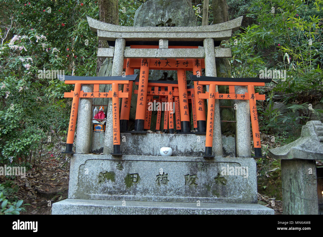 Small tori gates at the Fushimi Inari shrine in Kyoto, Japan Stock ...