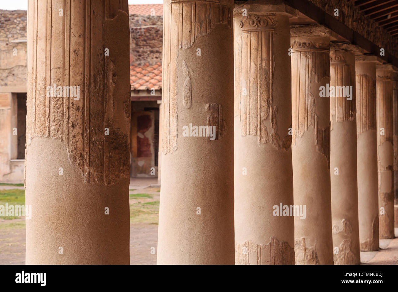 Columns in Pompeii Courtyard Stock Photo - Alamy