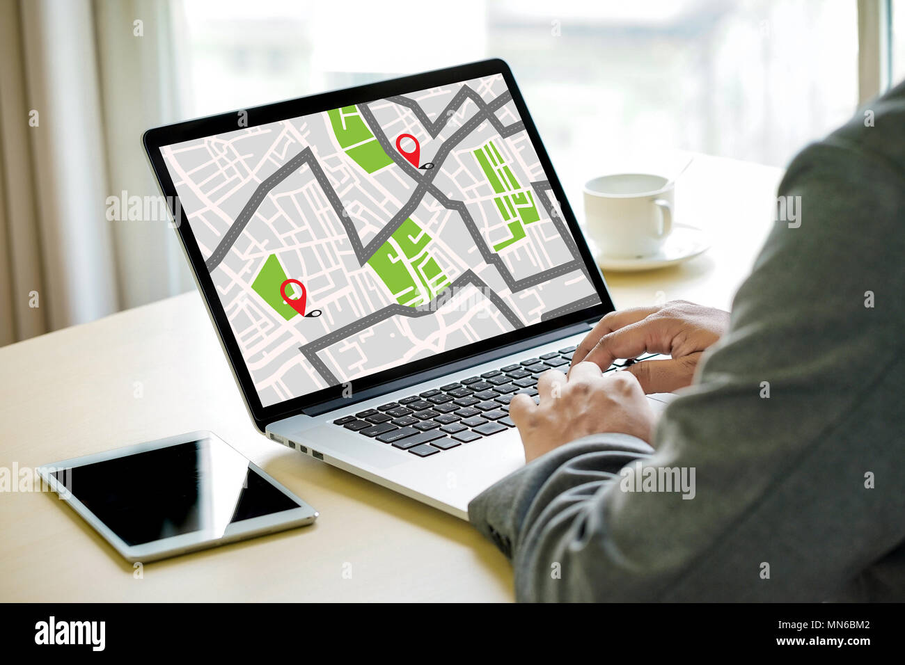 GPS Map to Route Destination network connection Location Street Map ...