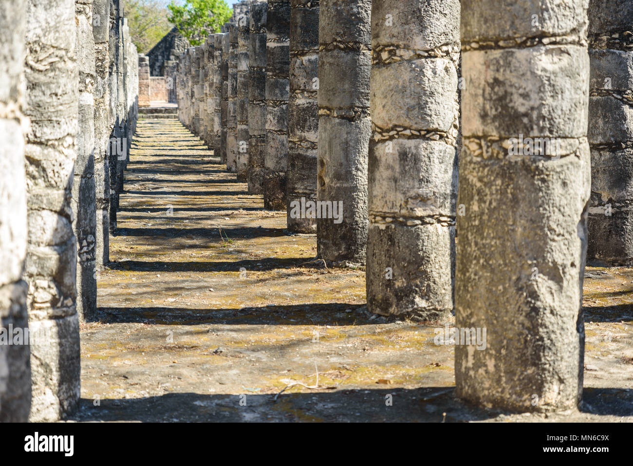 Columns in the temple of a thousand warriors hi-res stock photography ...