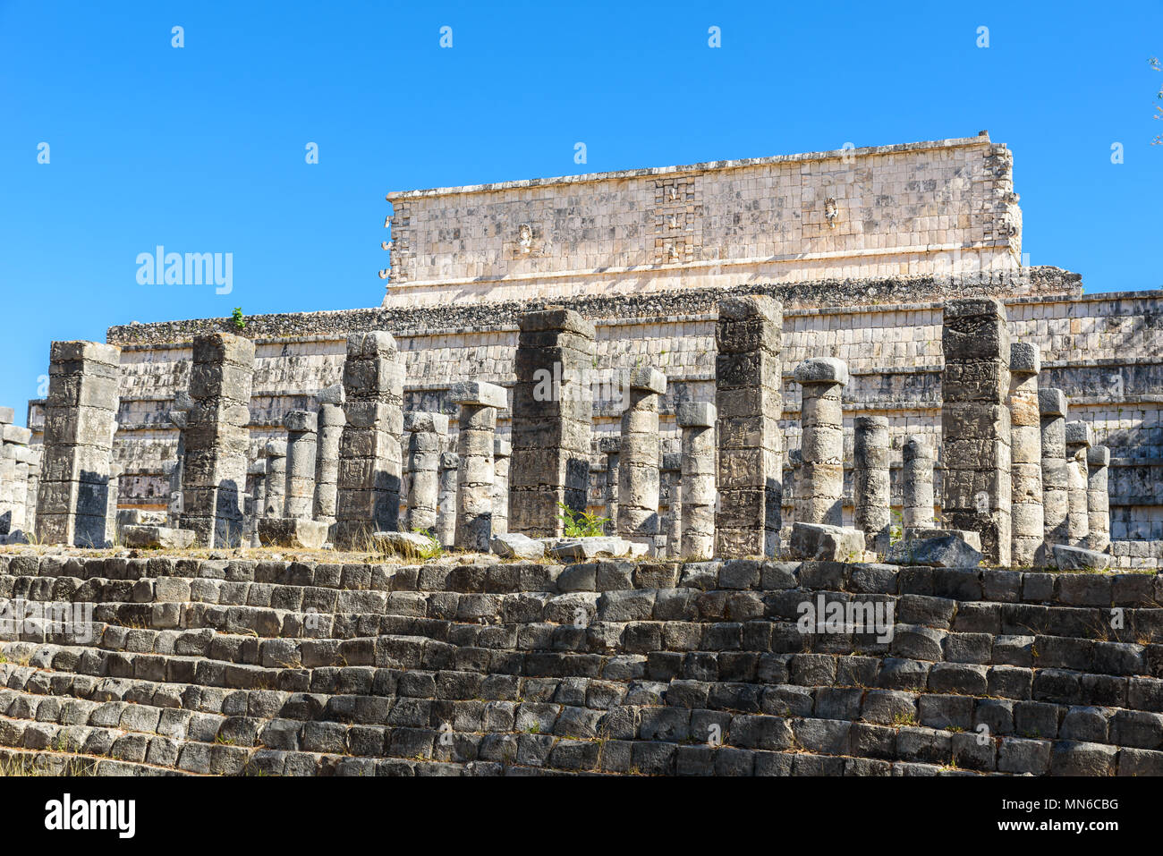 Ruins of Chichen Itza, Columns in the Temple of a Thousand Warriors ...