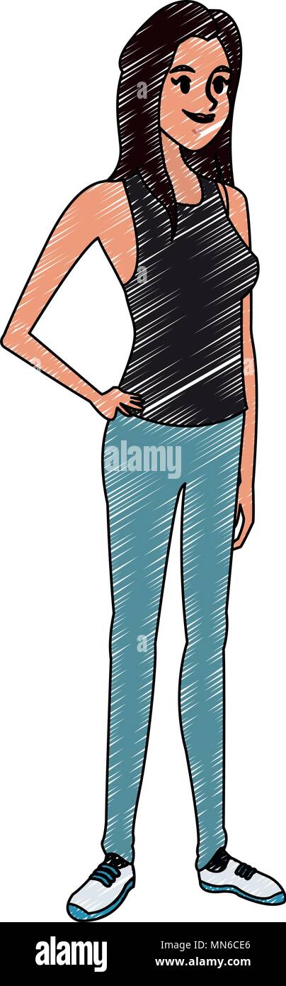Young woman cartoon scribble hi-res stock photography and images - Alamy