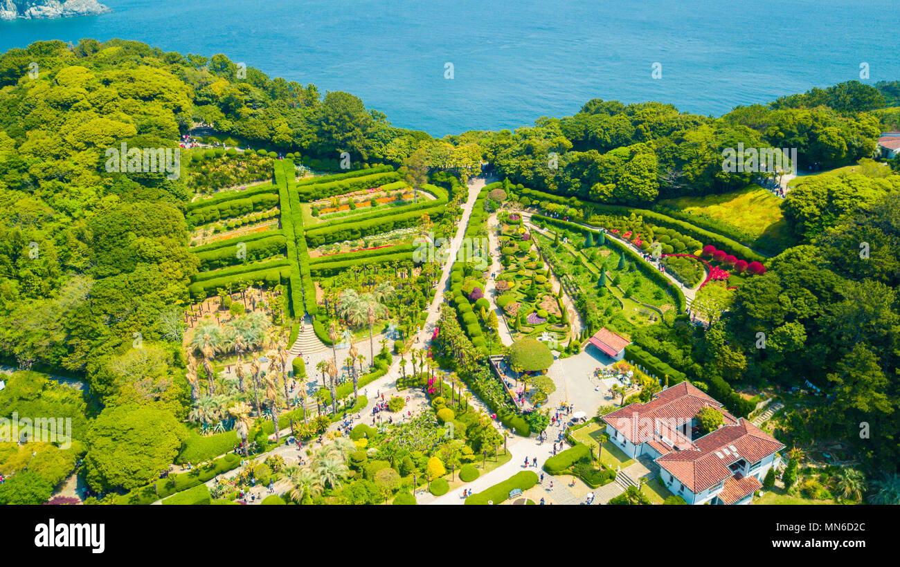 Aerial view of Oedo-Botania island, garden scenery at summer day in ...
