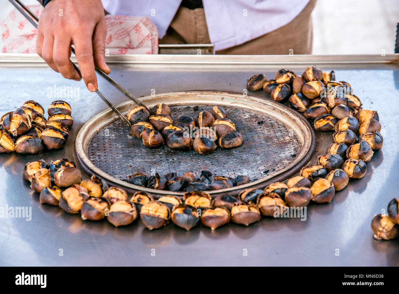 Traditional popular Turkish street food Chestnuts(kestane) on the ...