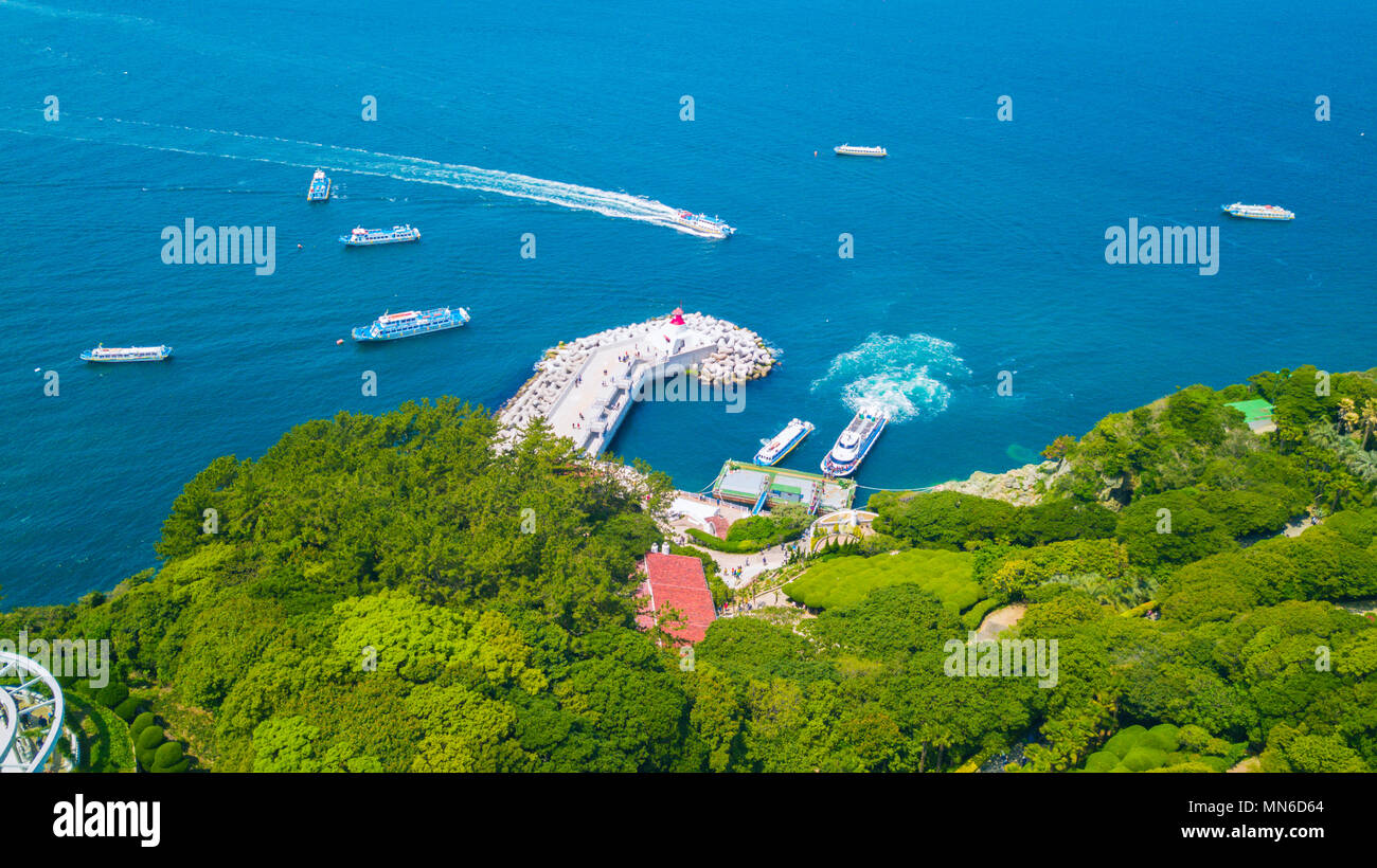 Aerial view of Oedo-Botania island, garden scenery at summer day in ...