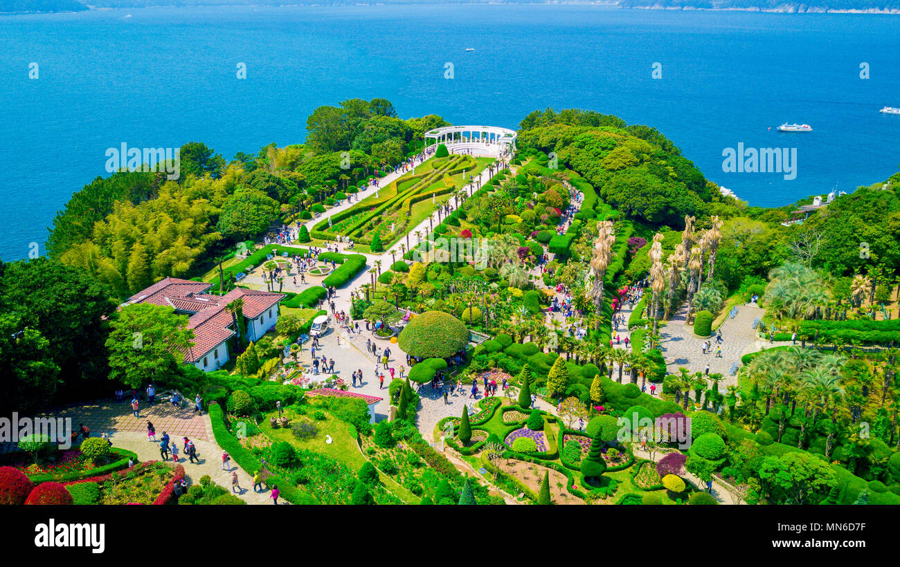 Aerial view of Oedo-Botania island, garden scenery at summer day in ...