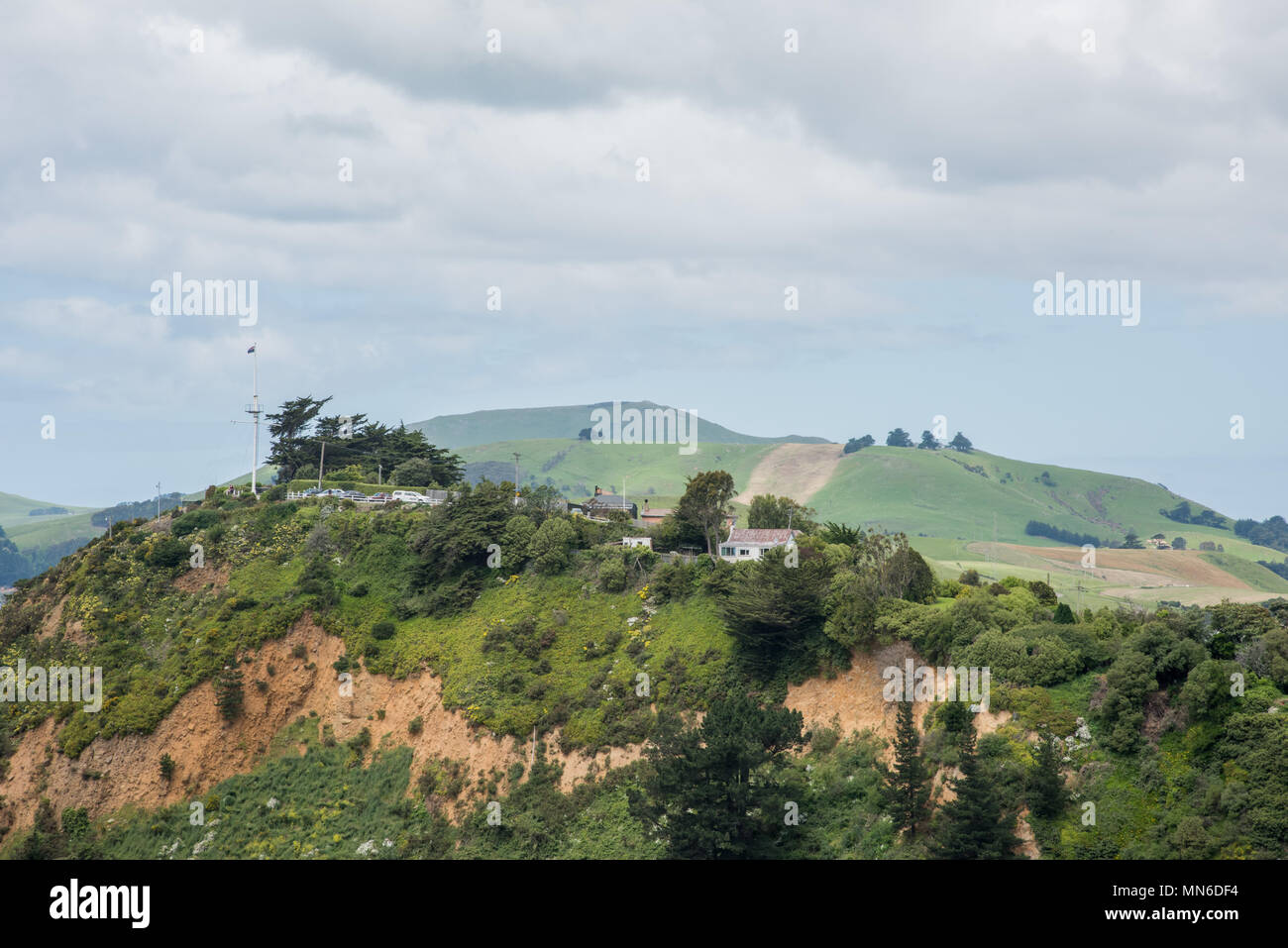 Dunedin, Otago, New Zealand-December 11,2016: Hill top housing with ...