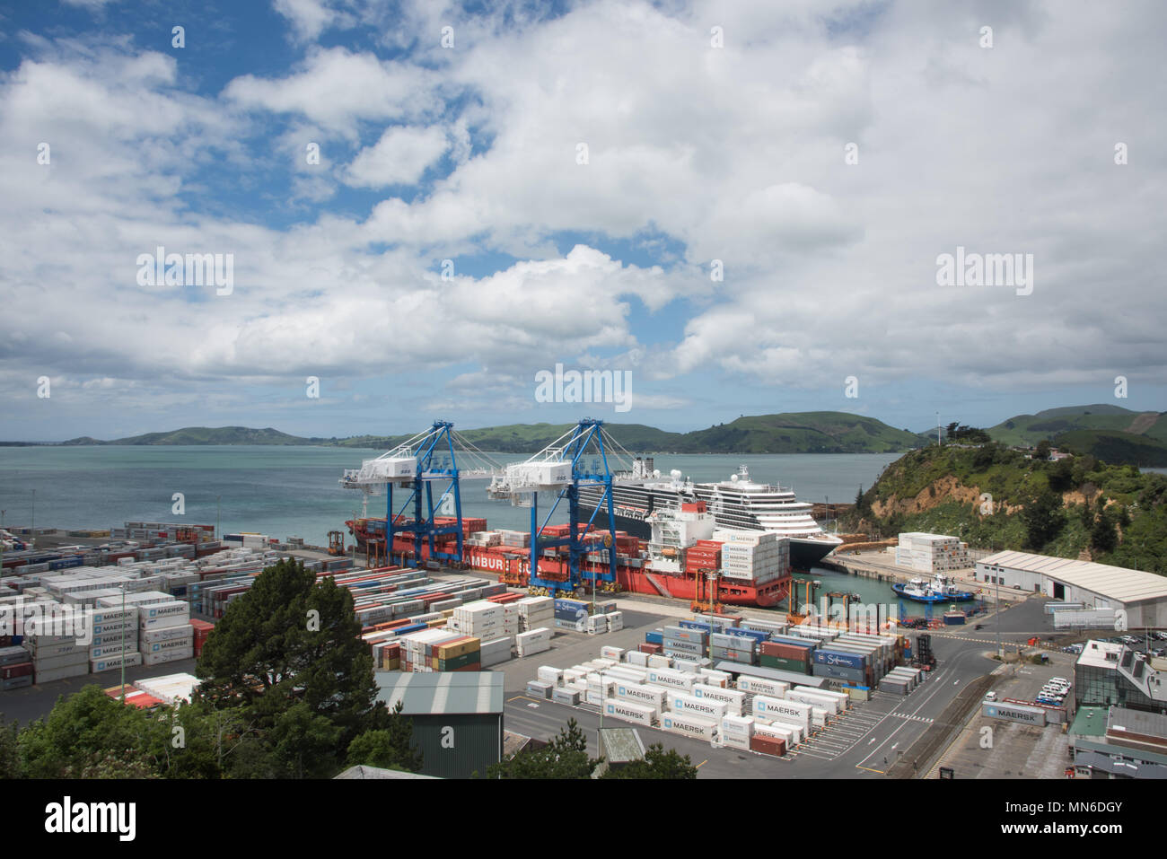 Dunedin, Otago, New Zealand-December 11,2016: Port Chalmers shipping ...