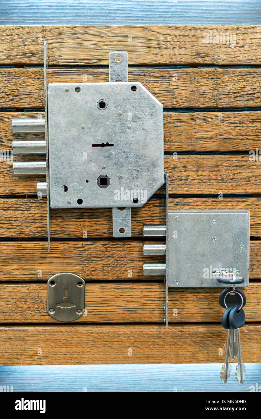 The design of the door lock. dismantle the door lock on the stand Stock ...