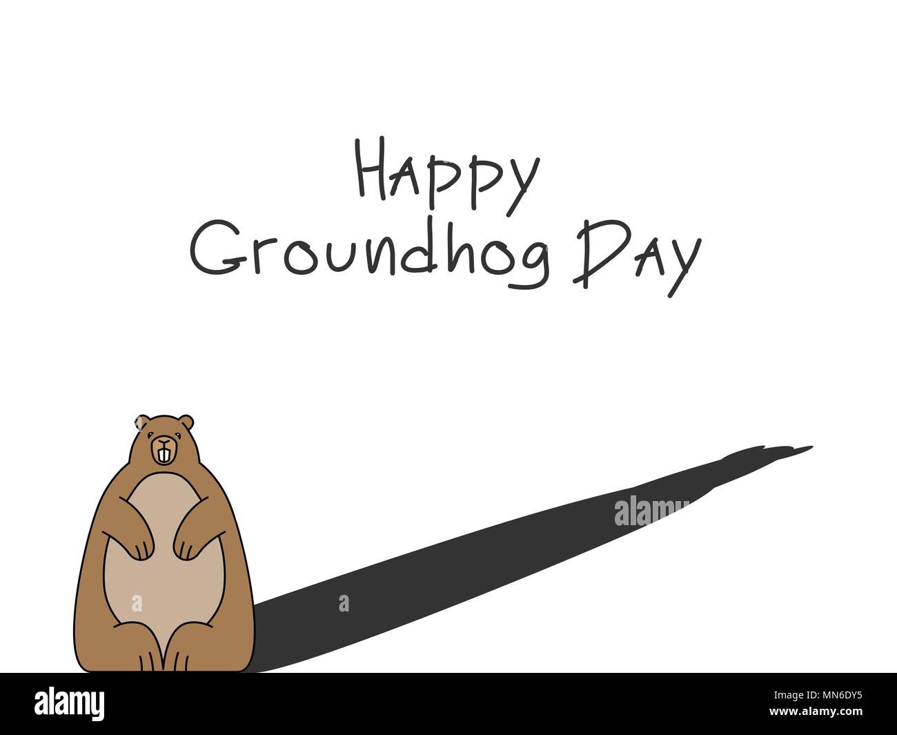 Happy Groundhog day with shadow vector greeting card illustration Stock ...