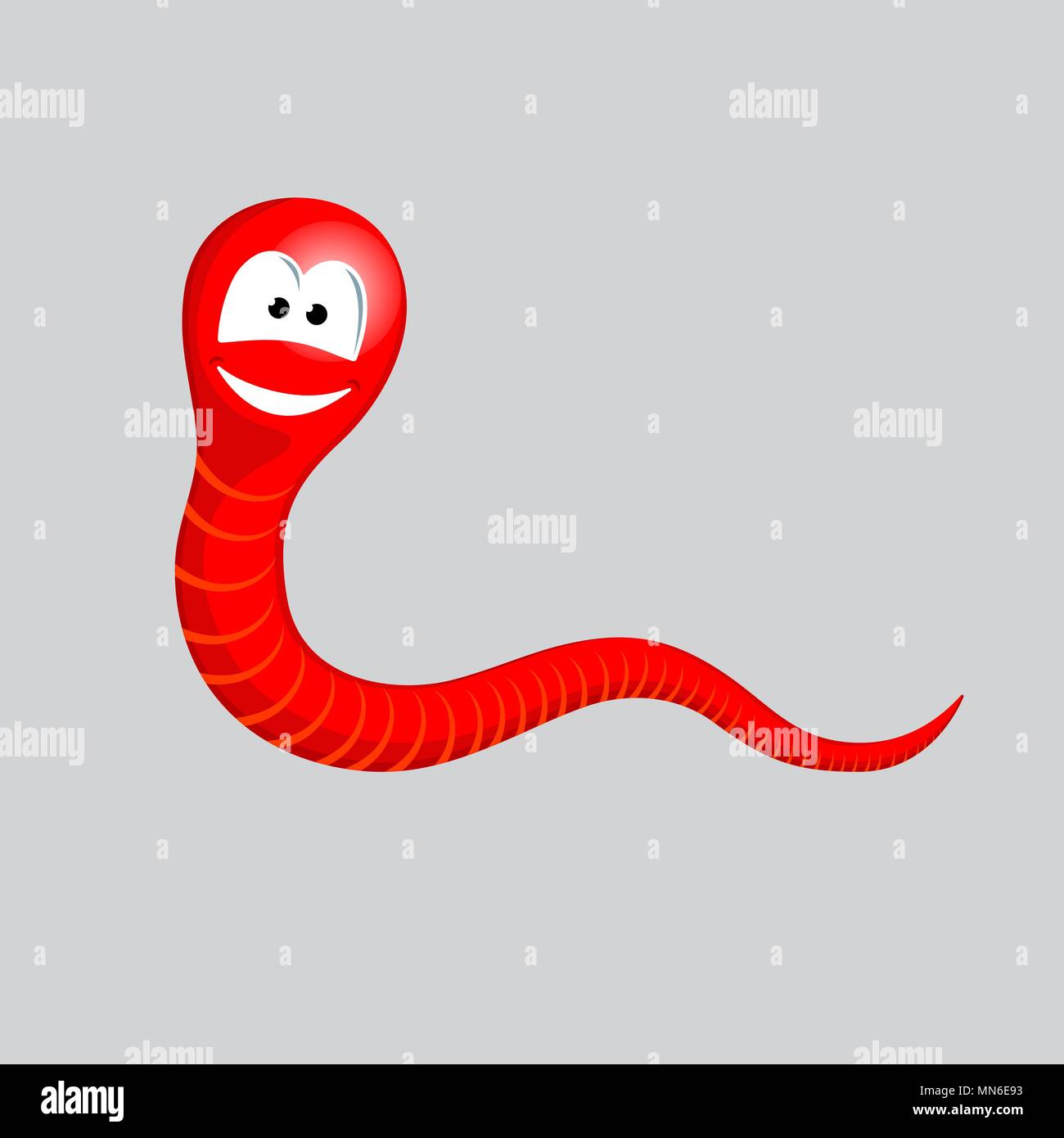 Cartoon smiling red worm or snake vector illustration Stock Vector ...