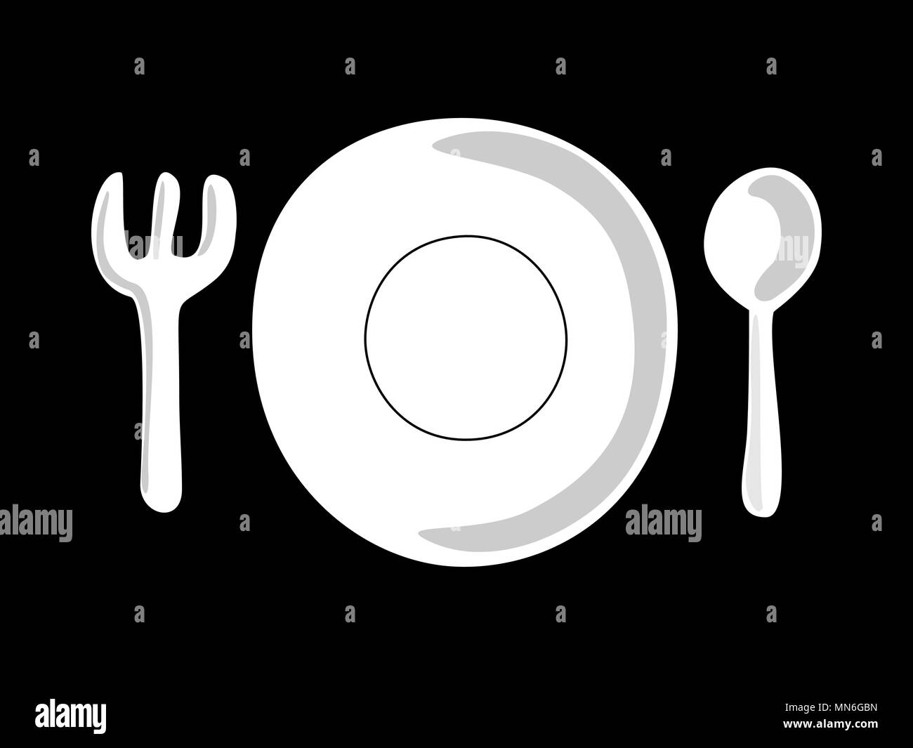 Plate spoon fork. Cooking symbol. Vector Stock Vector Image & Art - Alamy