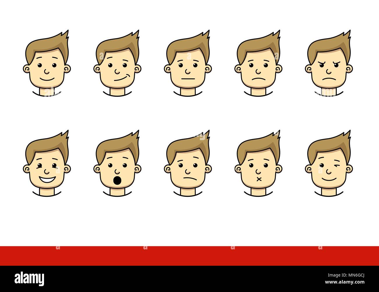 Boy facial emotions set. Boy face with different expressions. Vector ...