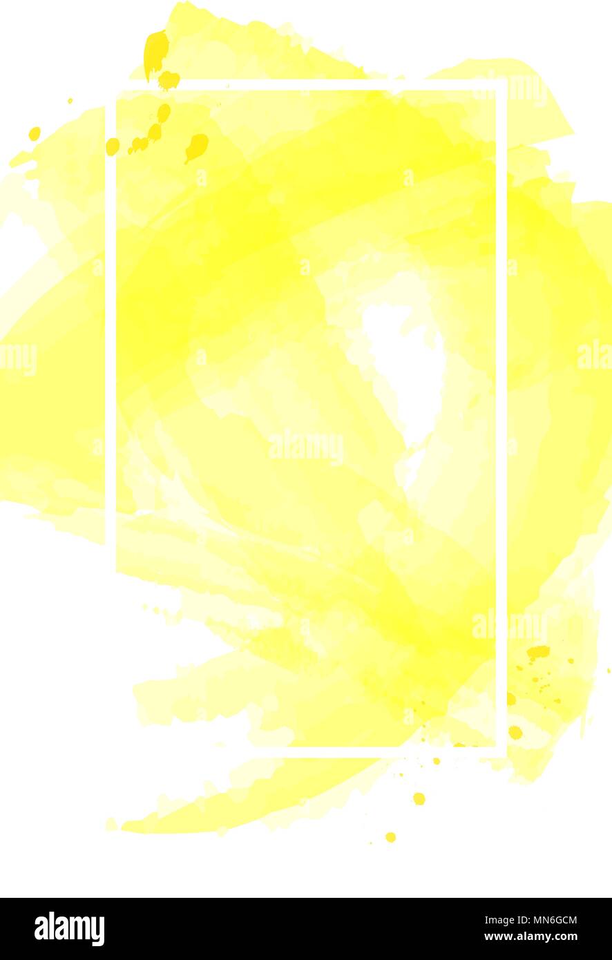 Yellow watercolor abstract blank poster template background texture ...