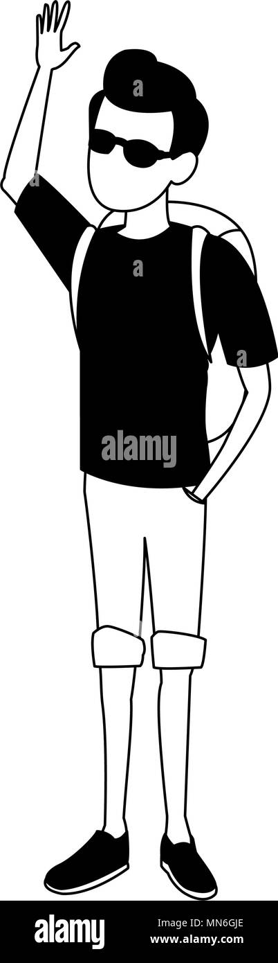 Tourist man cartoon on black and white colors Stock Vector Image & Art ...