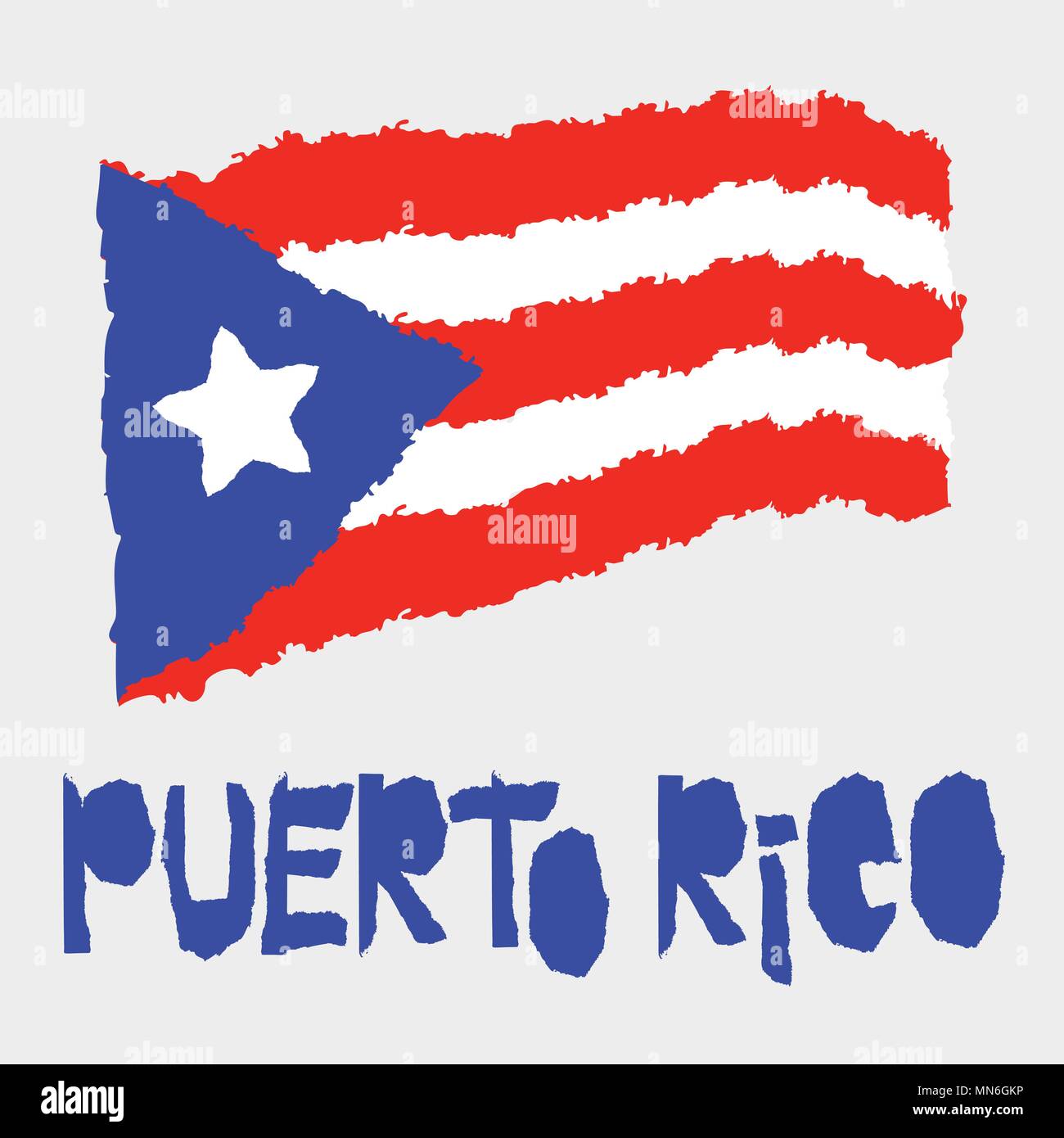 Vintage national flag of Puerto Rico in torn paper grunge texture style ...