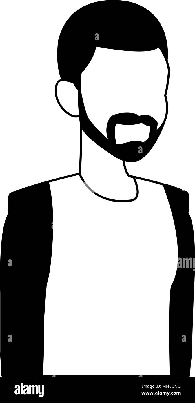 Cartoon head young man faceless Black and White Stock Photos & Images ...