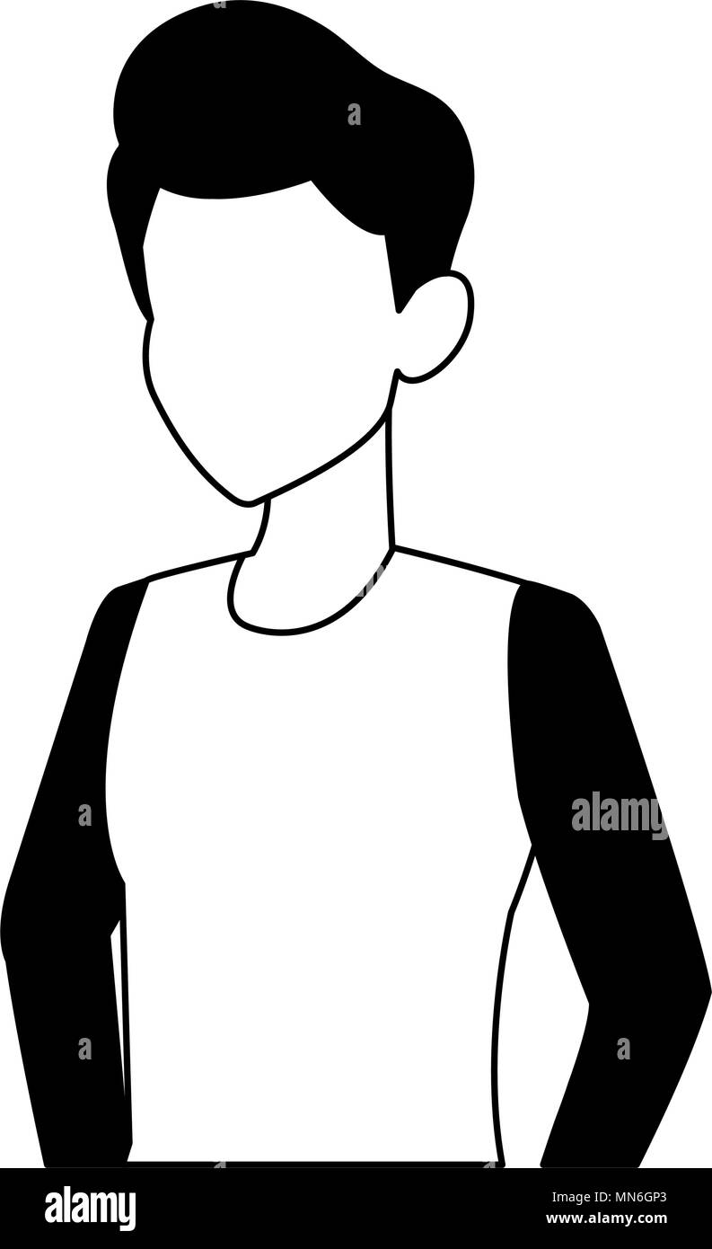 Young man faceless cartoon on black and white colors Stock Vector Image ...