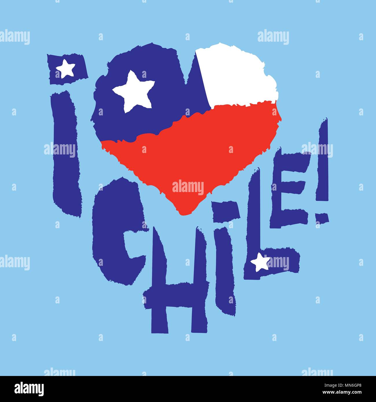 Love Chile America. Vintage national flag in silhouette of heart Torn ...