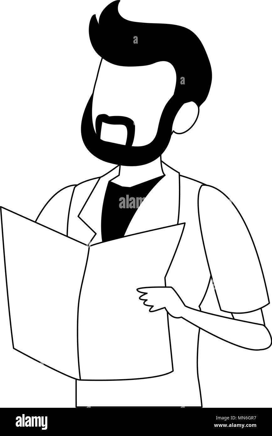 Tourist man cartoon on black and white colors Stock Vector Image & Art ...