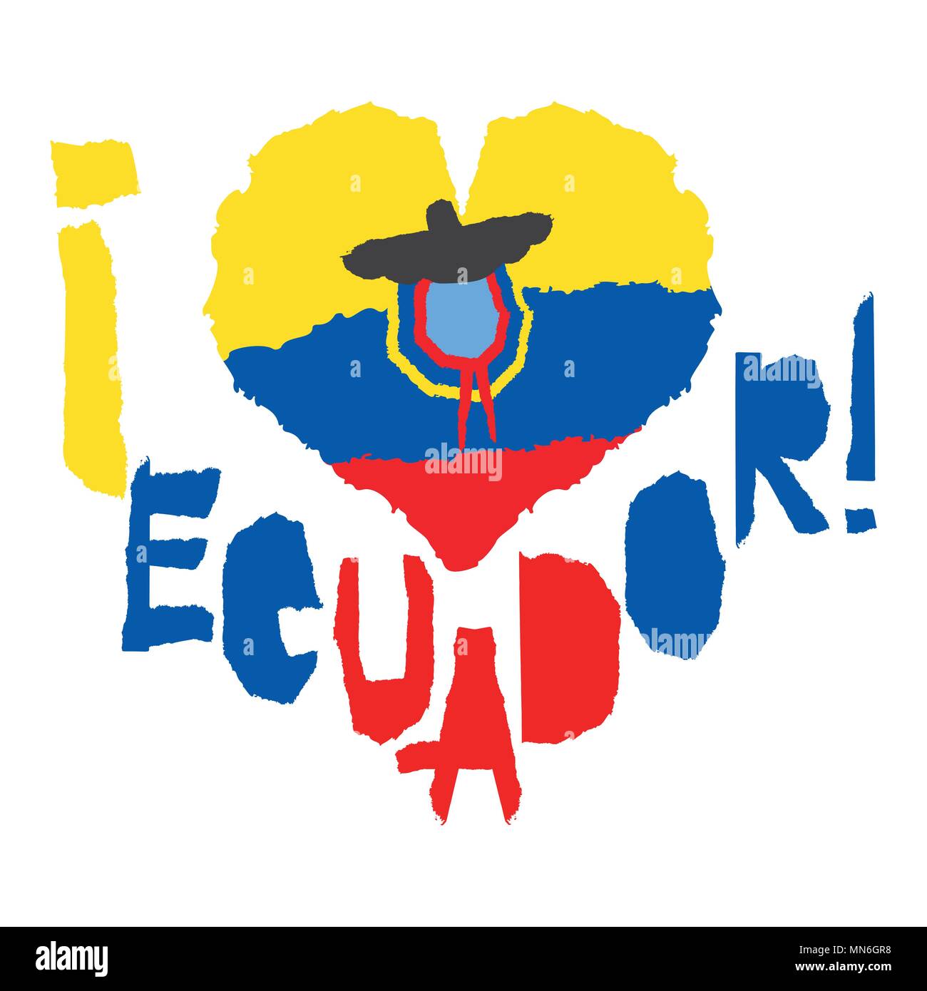 Love Ecuador, America. Vintage national flag in silhouette of heart ...