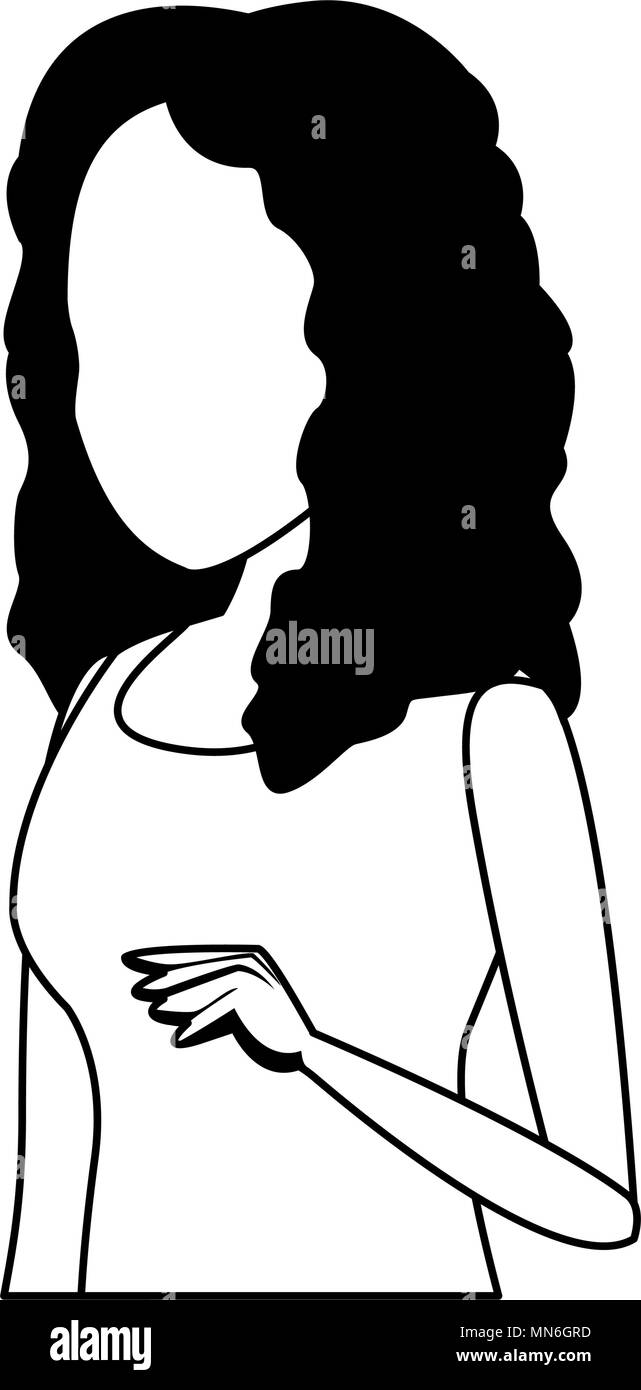Young woman faceless cartoon on black and white colors Stock Vector ...