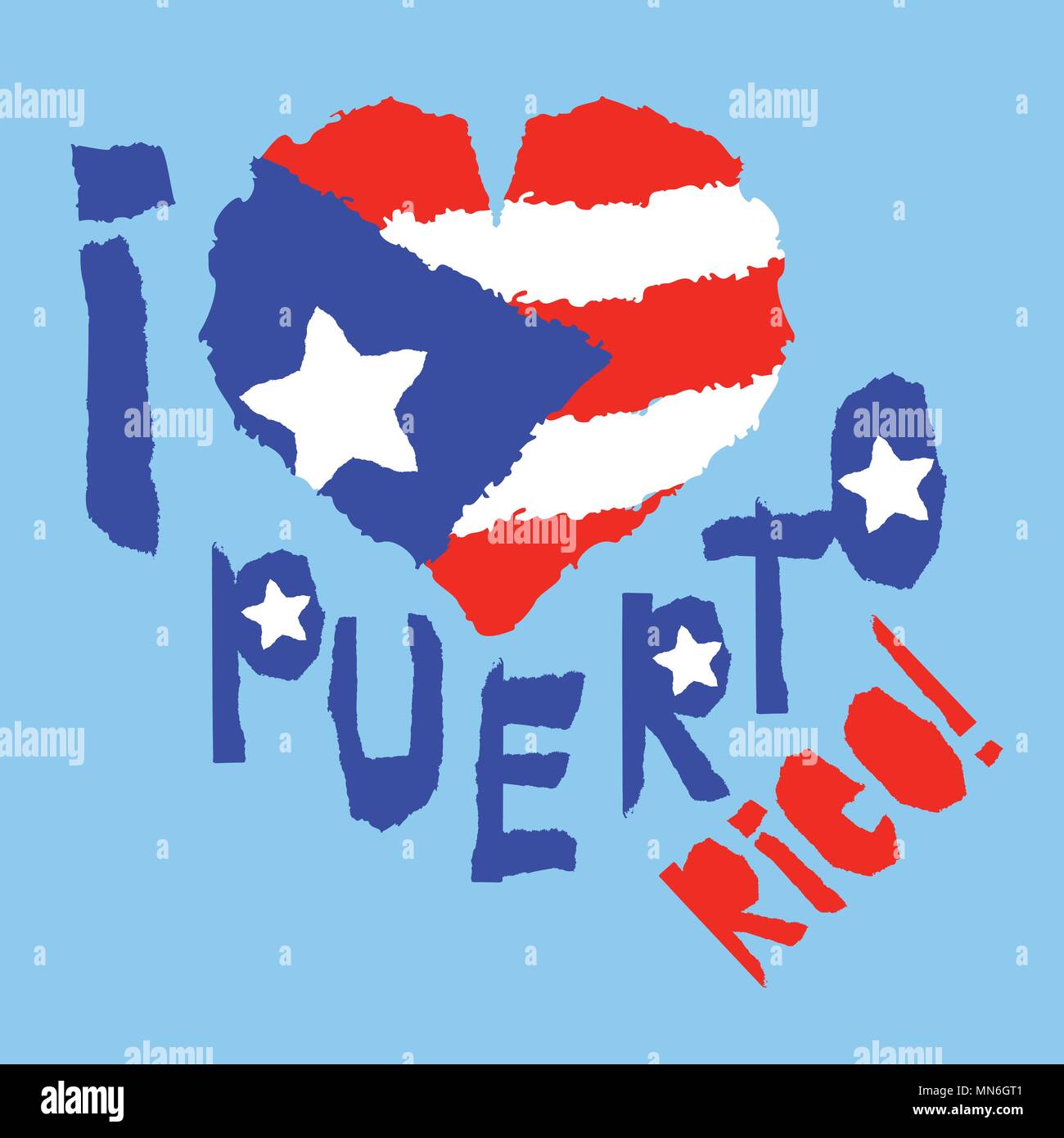 Love Puerto Rico, America. Vintage national flag in silhouette of heart ...