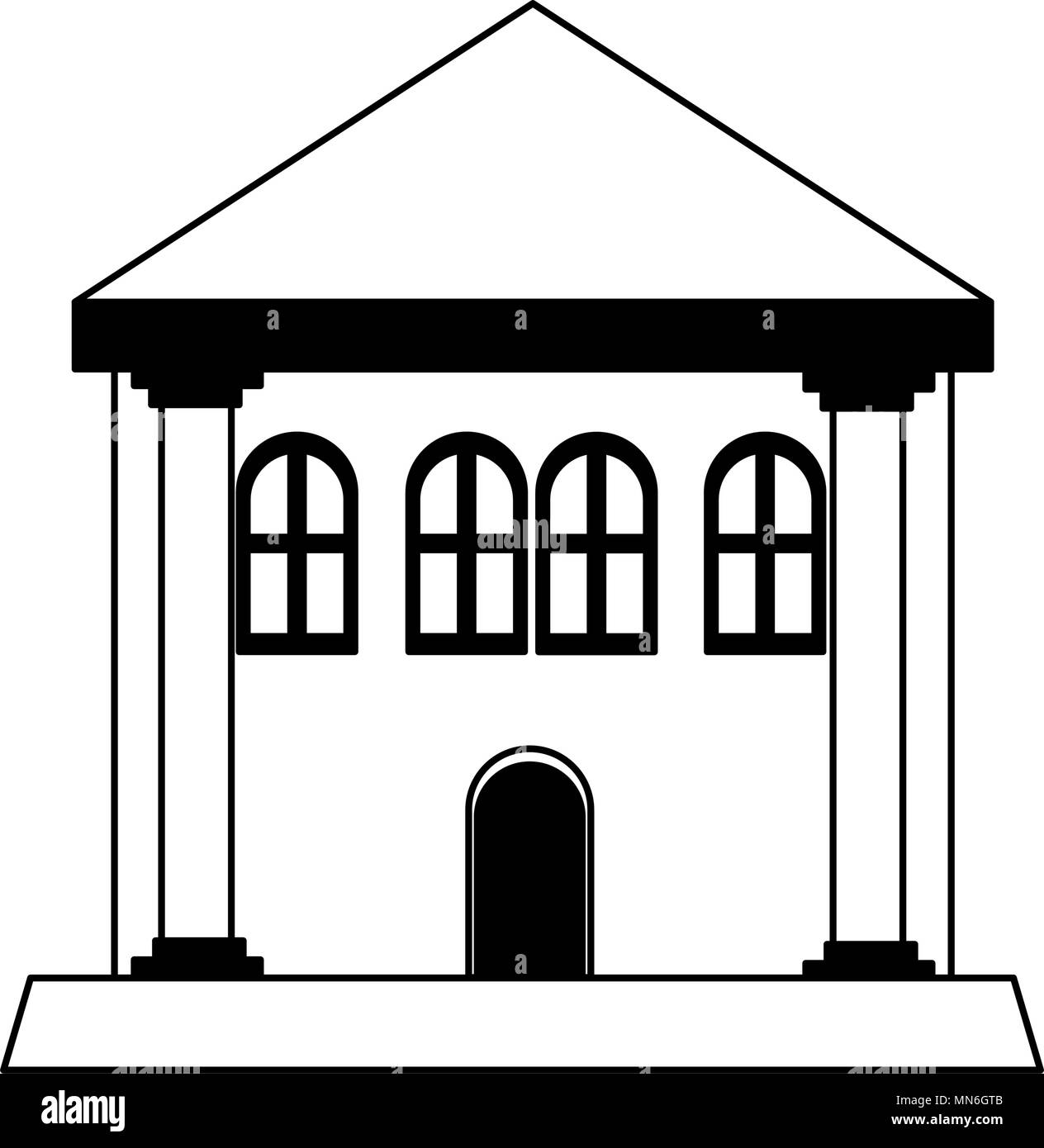 Antique bank building on black and white colors Stock Vector Image ...