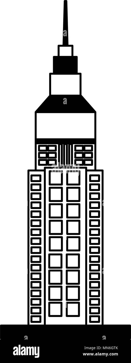 Skyscraper building isolated on black and white colors Stock Vector ...