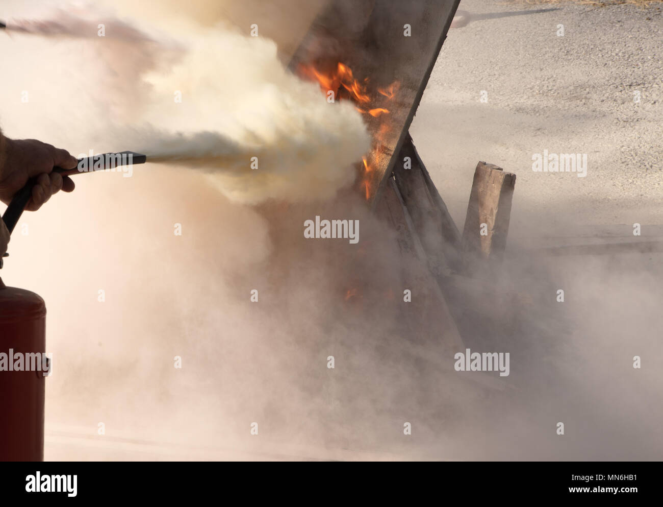 People preparedness for fire drill and training to use a powder type ...