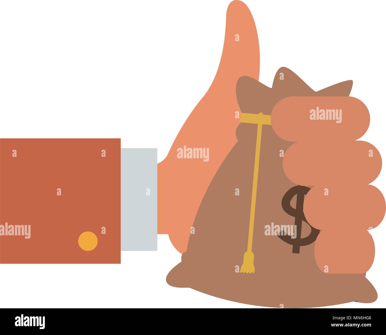 Hand with money bag Stock Vector Image & Art - Alamy