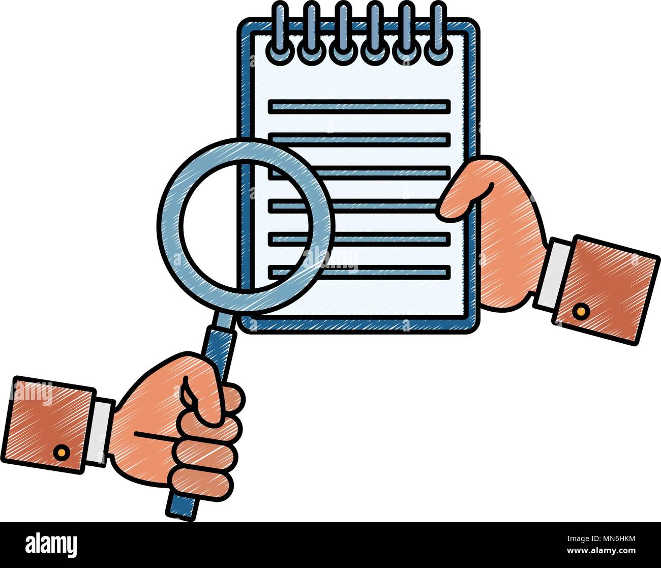 Magnifying glass on clipboard scribble Stock Vector Image & Art - Alamy