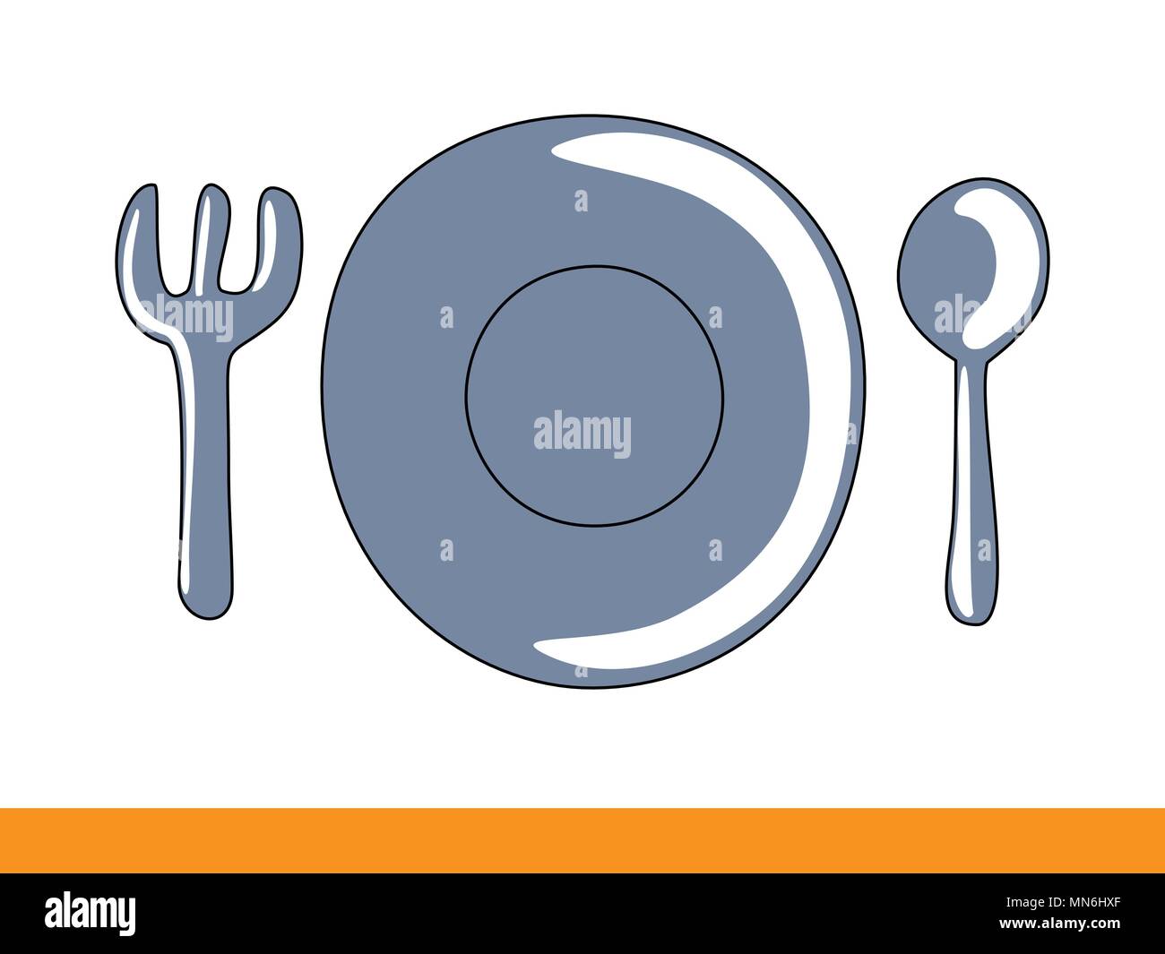 Table setting - plate, spoon and fork on white background top view ... Table setting - plate, spoon and fork on white background top view ...