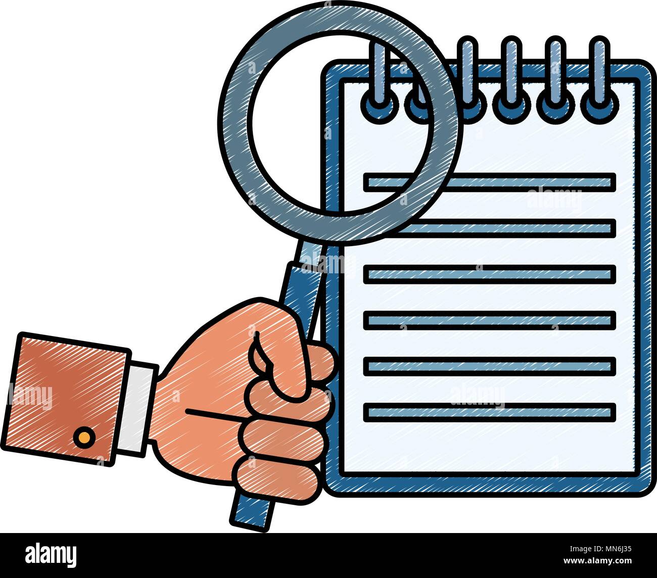 Note pad magnifying glass icon Stock Vector Images - Alamy