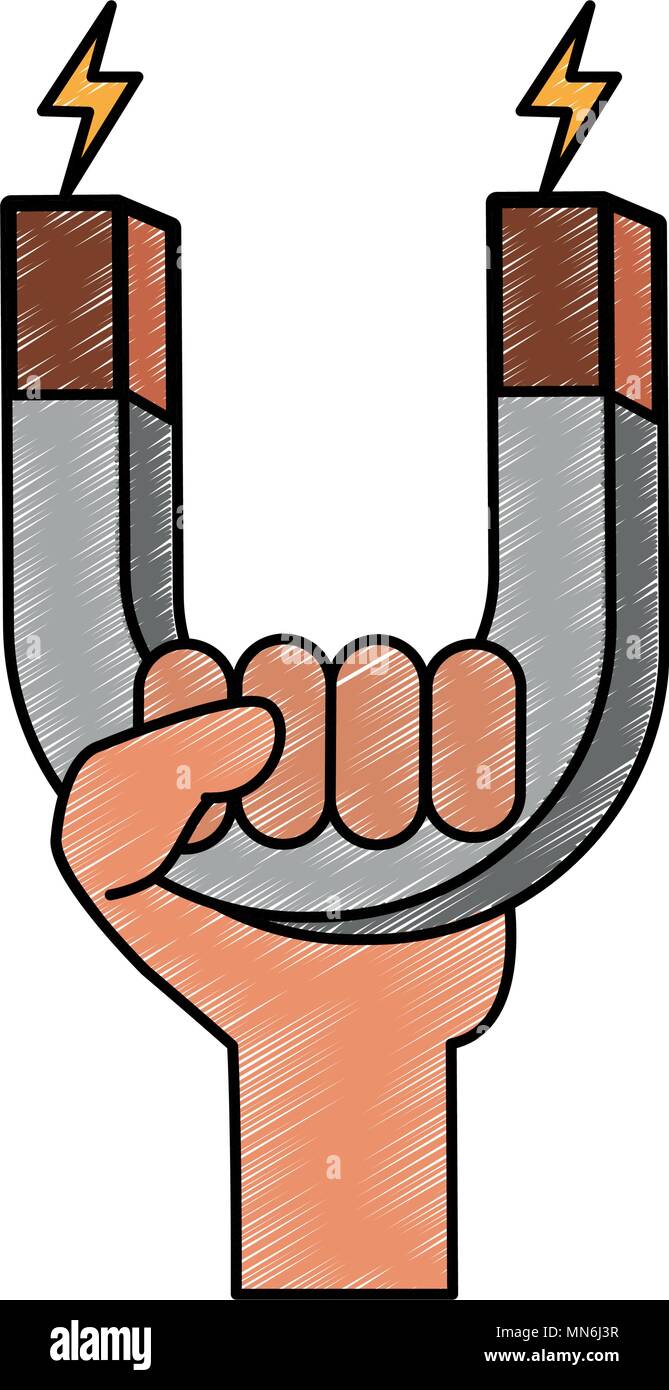 Hand holding horseshoe magnet Stock Vector Images - Alamy