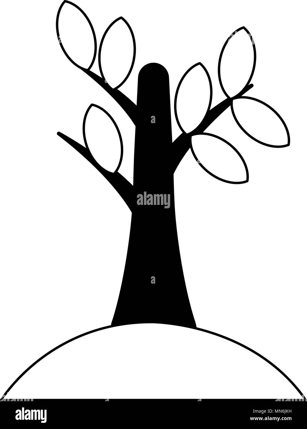 Tree planted isolated in black and white colors Stock Vector Image ...