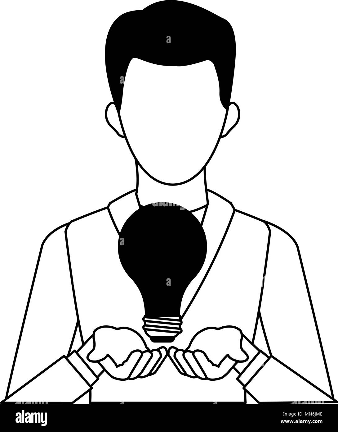 Businessman with idea in black and white colors Stock Vector Image ...