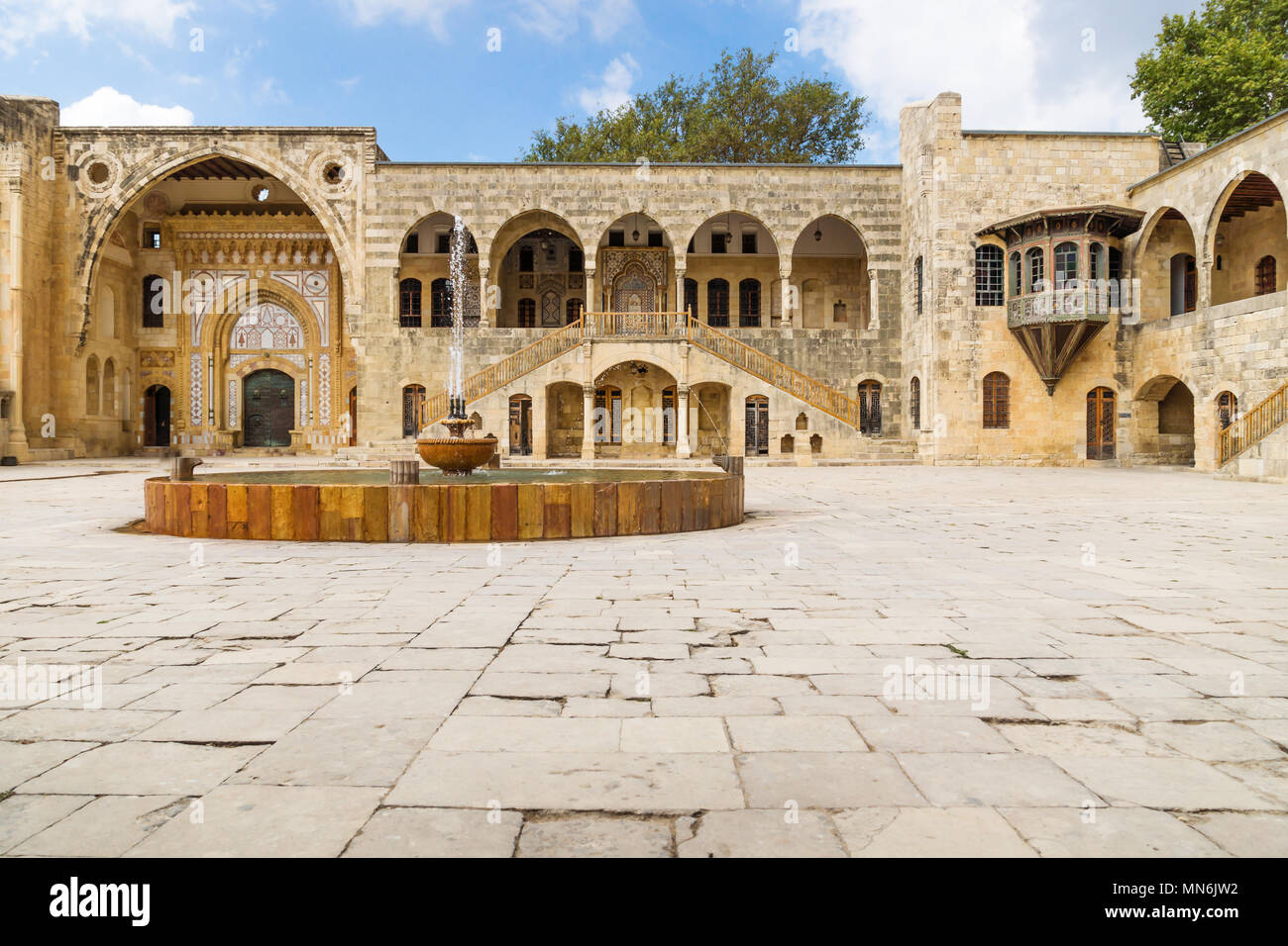 Courtyard with fountain at Emir Bachir Chahabi Palace Beit ed-Dine in ...